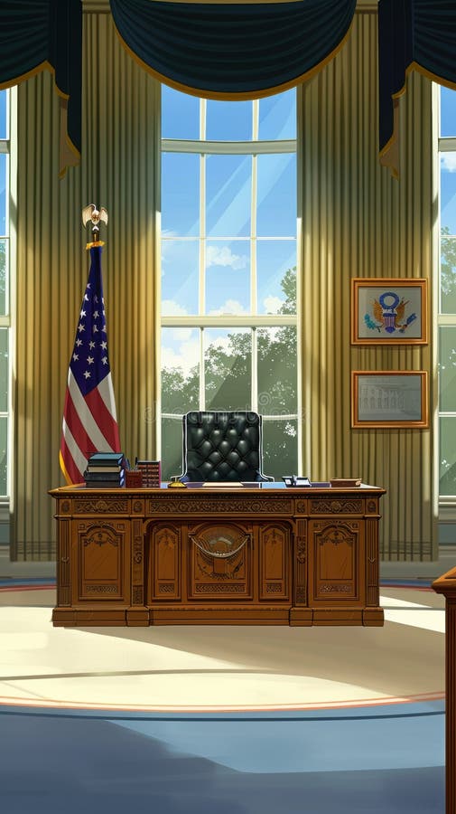 Oval Office Elegance. High-Detailed Executive Workspace Concept Stock ...