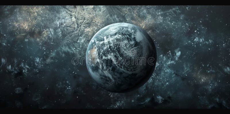 Frozen Earth Endures in a Vast and Desolate Cosmos, a Concept Stock ...