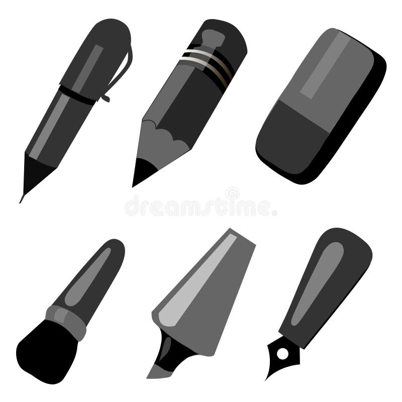 High Detailed Office Accessories, Tools Stock Illustration ...