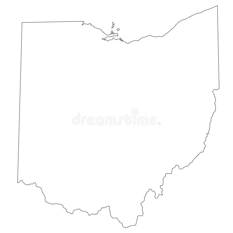 High Detailed Ohio Illustration Map - Outline Ohio State Map Stock ...