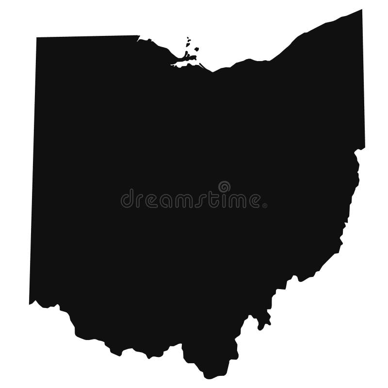 High Detailed Ohio Illustration Map - Outline Ohio State Map Stock ...