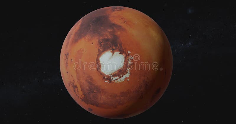 High Detailed Planet Mars Top Side View of Solar System 360 Rotating in ...