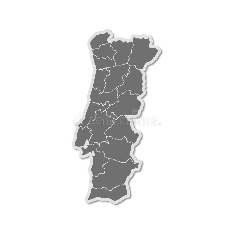 High Detailed Vector Map - Portugal. Map with Borders of Regions ...
