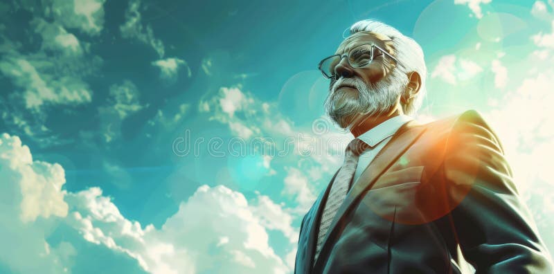 Wisdom in Wrinkles. Retirement and Success Concept Stock Illustration ...