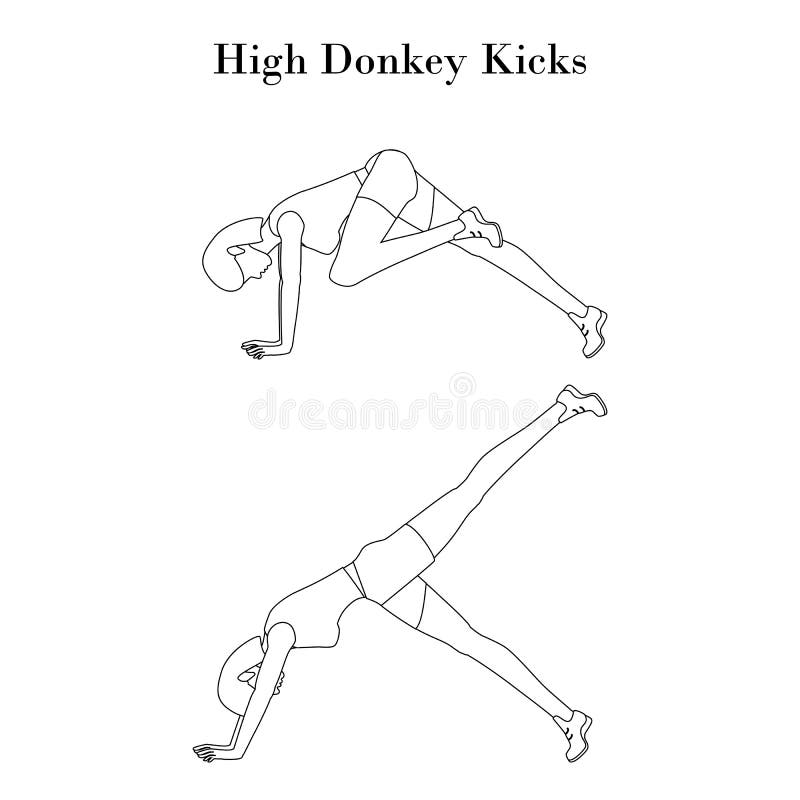 Donkey Kicks Exercise Stock Illustrations – 61 Donkey Kicks Exercise ...