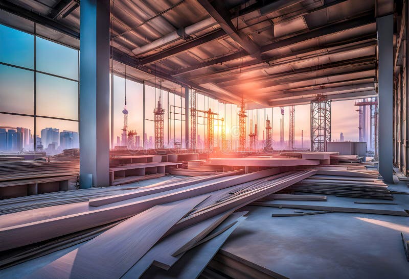 High Dynamic Range Construction Site with Cranes, Construction Site ...