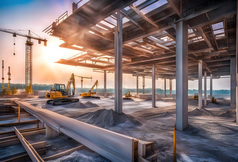 High Dynamic Range Construction Site with Cranes, Construction Site ...