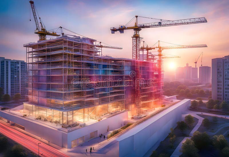 High Dynamic Range Construction Site with Cranes, Construction Site ...