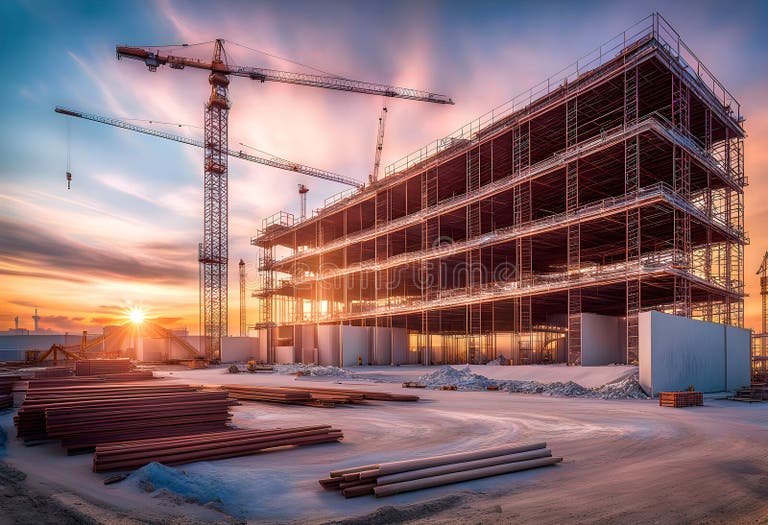 High Dynamic Range Construction Site with Cranes, Construction Site ...