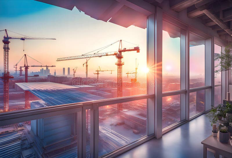 High Dynamic Range Construction Site with Cranes, Construction Site ...