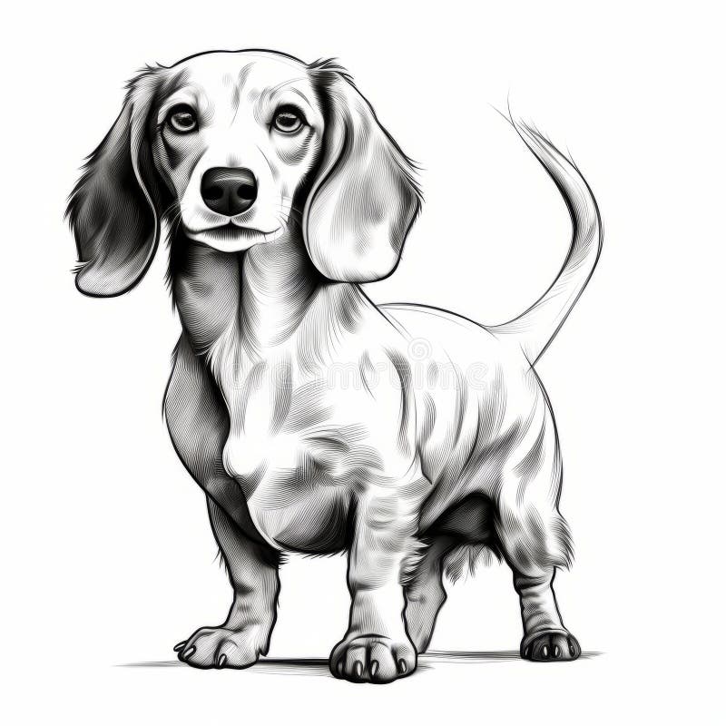 High Dynamic Range Dachshund Dog Drawing - Clean and Sharp Inking Stock ...