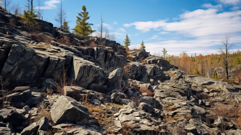 A High Dynamic Range Landscape of a Rocky Ridge Stock Illustration ...