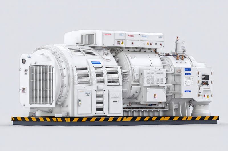 High-efficiency Industrial Generator Displayed in a Neutral Background ...
