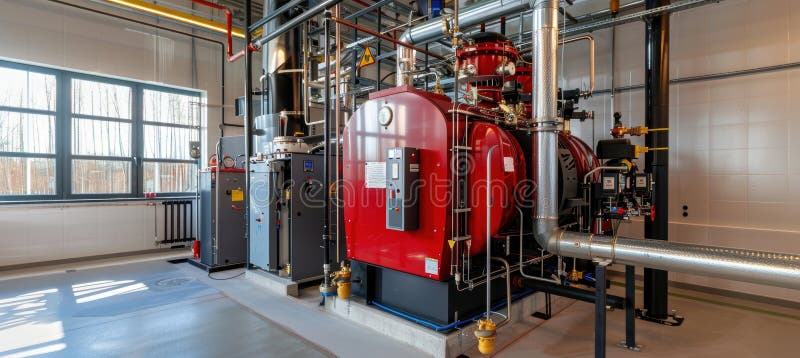Efficient Industrial Pellet Boiler System for Large Building Heating Solutions Stock Image ...