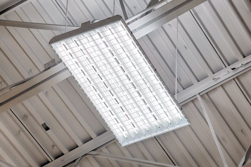 An Energy Efficient Light Fixture in a Public School. Stock Image ...