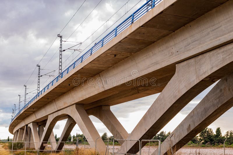 High electric train tracks stock image. Image of viaduct - 131010493
