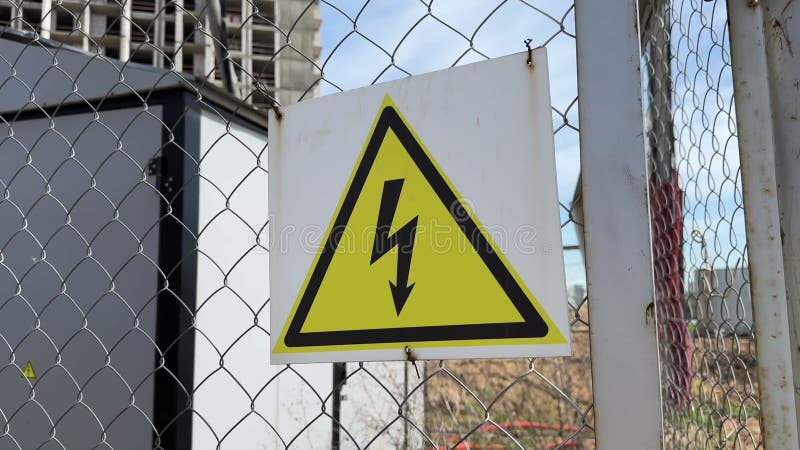 High Electrical Voltage Sign. Triangular Yellow Sign with Black ...