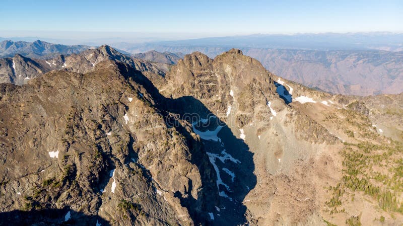 High Elevation Overhead View of McCall Idaho with Mountains and Stock ...