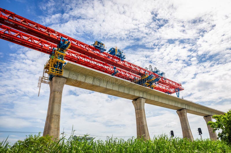 High-elevation Railway Construction Crane in the Bangkok-Nakhon ...
