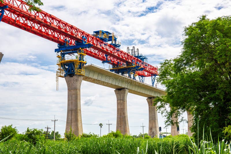 High-elevation Railway Construction Crane in the Bangkok-Nakhon ...