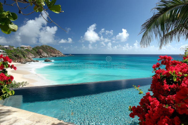 High-End Beachside Residence Boasting an Infinity Pool and Ocean Vista ...