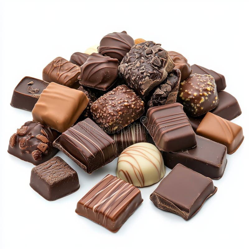 High-End Chocolate Candies Assortment Set Against a White Background ...
