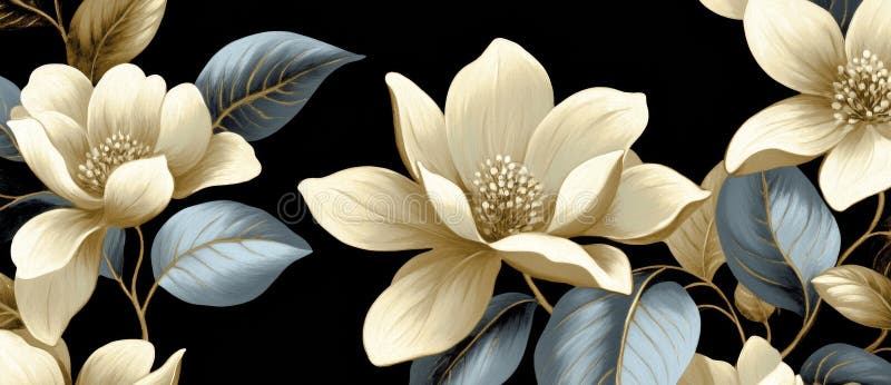 High-end Classic Flower Illustration with Botanical Elements Stock ...
