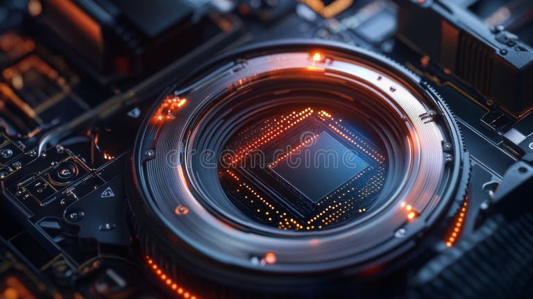 High-End CMOS Sensor Inside a Modern DSLR Camera Design Stock ...