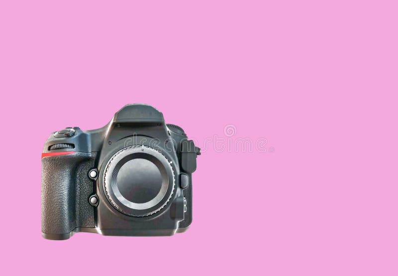 High End Dslr Camera Front View, Isolated on a White Background Stock ...