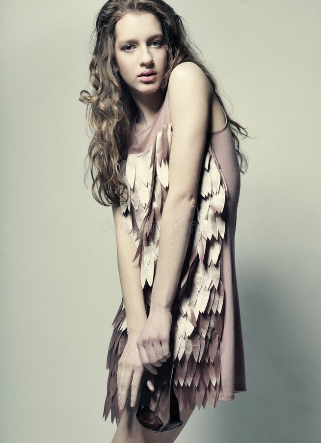 High-End Fashion Model with Curly Hair Stock Photo - Image of hair ...