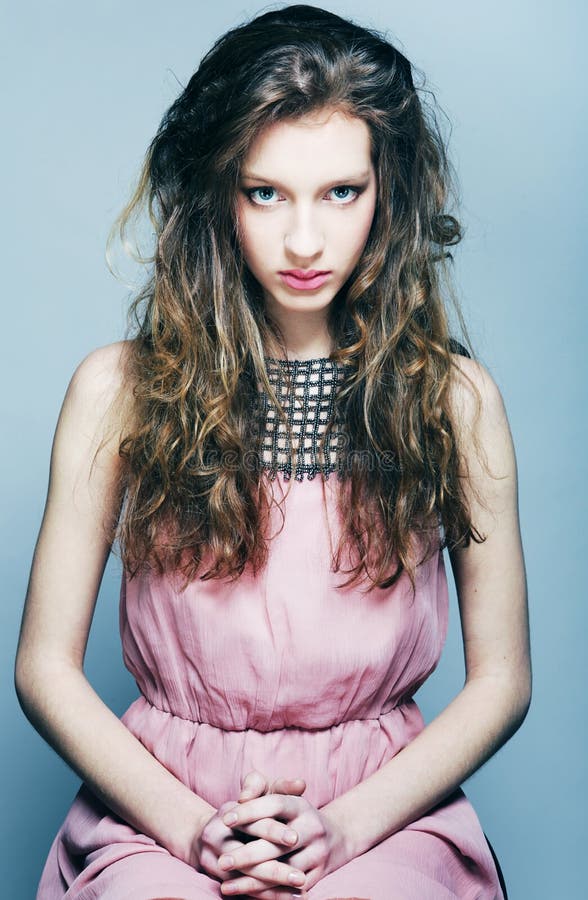 High-End Fashion Model with Curly Hair Stock Image - Image of adult ...