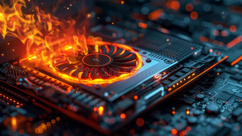 Highend Gaming Laptop with an Intense Cooling Fan Glowing Amidst a ...