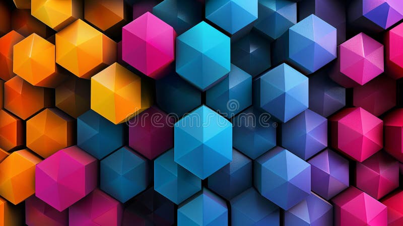 A High End Geometric Layout Showcasing Vibrant Overlapping Hexagons in ...