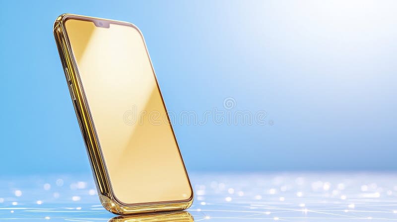 Luxurious Gold Smartphone on a Subtle Blue Background Stock ...