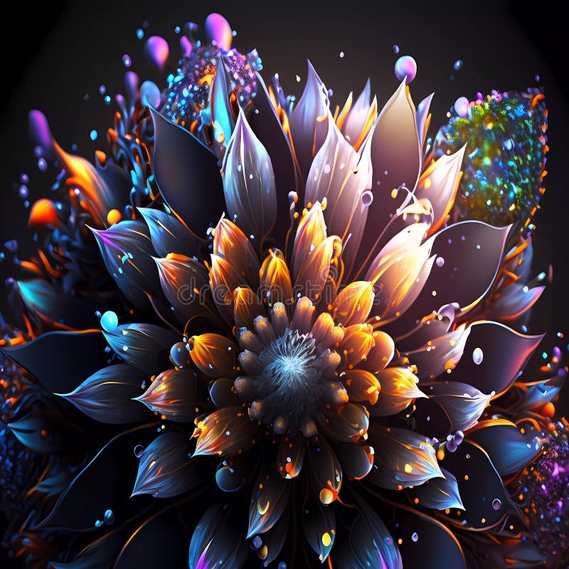 High-end Gorgeous Symmetrical Particles All Placed Flower Warm Material ...