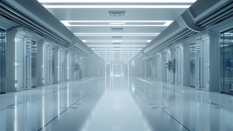 High-end Gpu Servers in Symmetrical Data Center Interior, Tech Blue ...