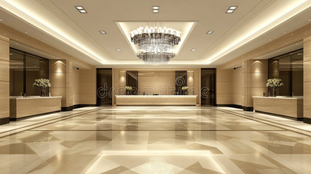 High-End Hotel Lobby Interior with Marble Features Stock Photo - Image ...