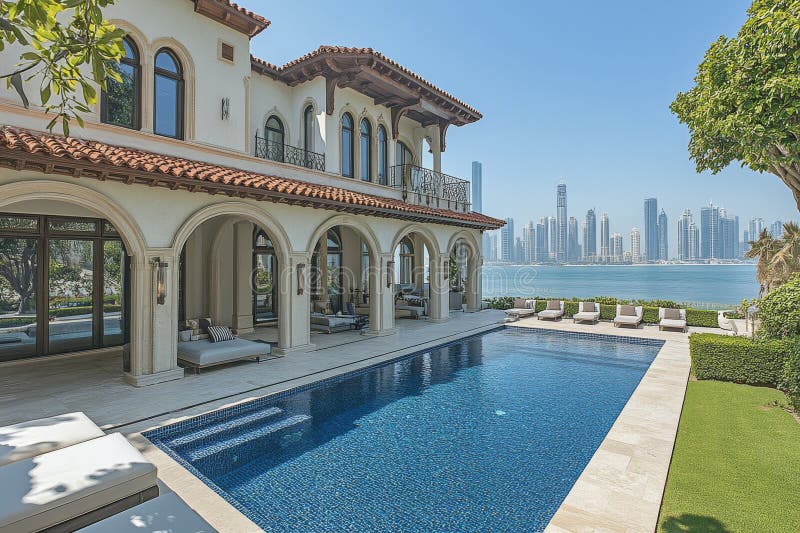 High-end Infinity Pool with Stunning Views of the Dubai Skyline and a ...