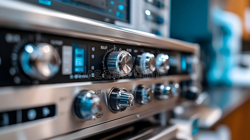 Vintage Stereo Close-up stock illustration. Illustration of home ...