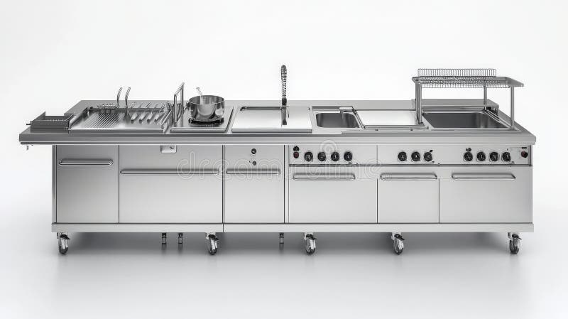 High-end Kitchen Workstation with Advanced Equipment Stock Illustration ...