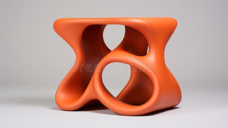 High-end Large Modern Fixed Organic Modular Side Table in Orange Stock ...