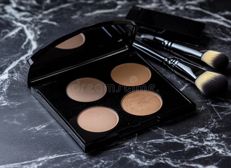 A High-end Makeup Kit Sits on a Marble Surface, Featuring a Refined ...