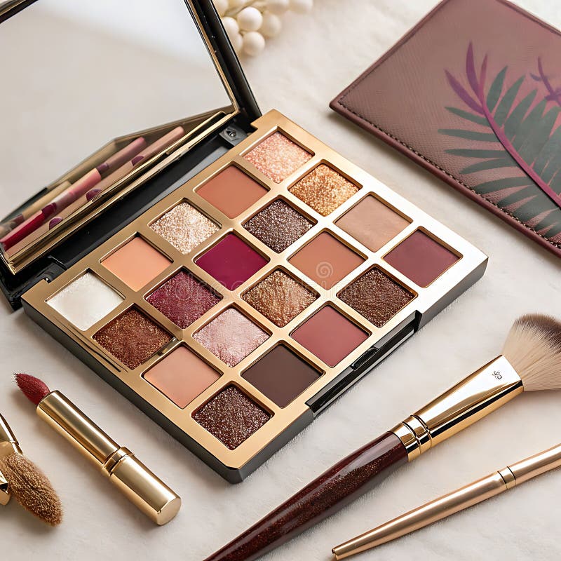 High-end Makeup Palette with Rich Eyeshadow Colors Stock Illustration ...