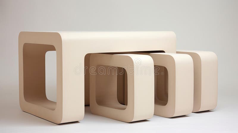 High-end Modern Comfy Fixed Organic Modular Nesting Tables Design Stock ...