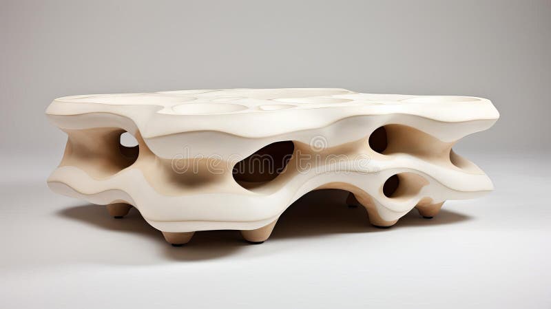 High End Modern Large Fixed Organic Modular Coffee Table Design Stock ...