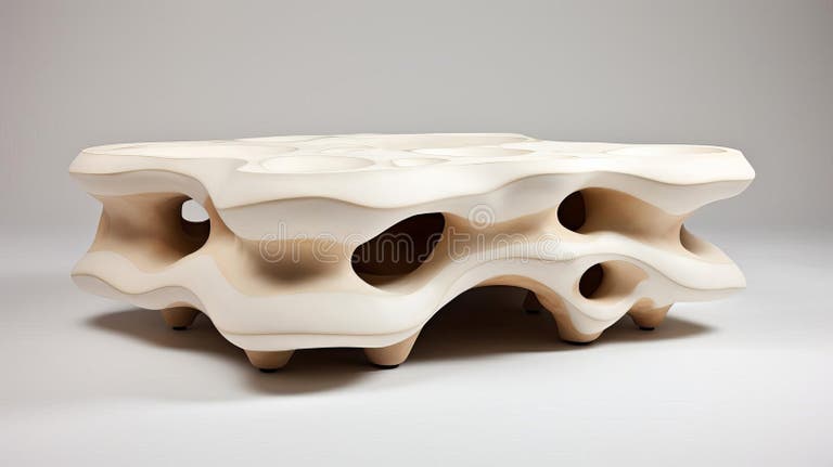 High End Modern Large Fixed Organic Modular Coffee Table Design Stock ...