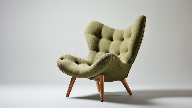 High-end Modern Olive Fabric Modular Chair on White Surface Stock ...