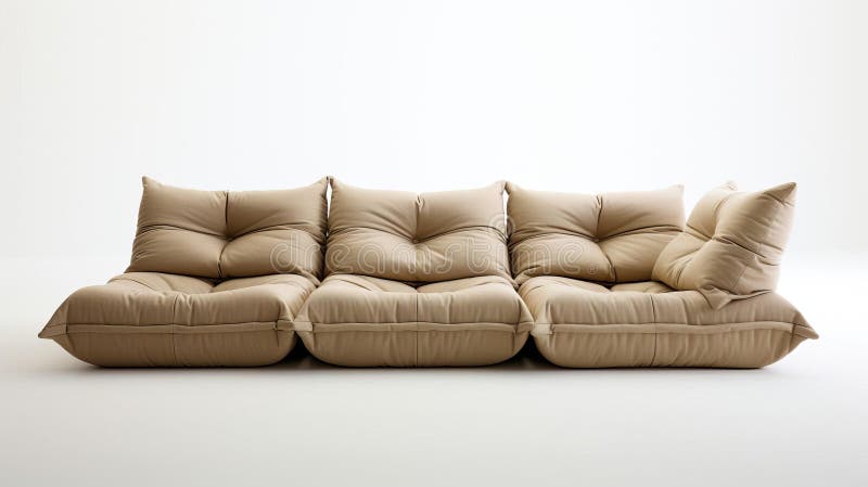High-end Modern Organic Modular Futon in Khaki Fabric Image Stock ...