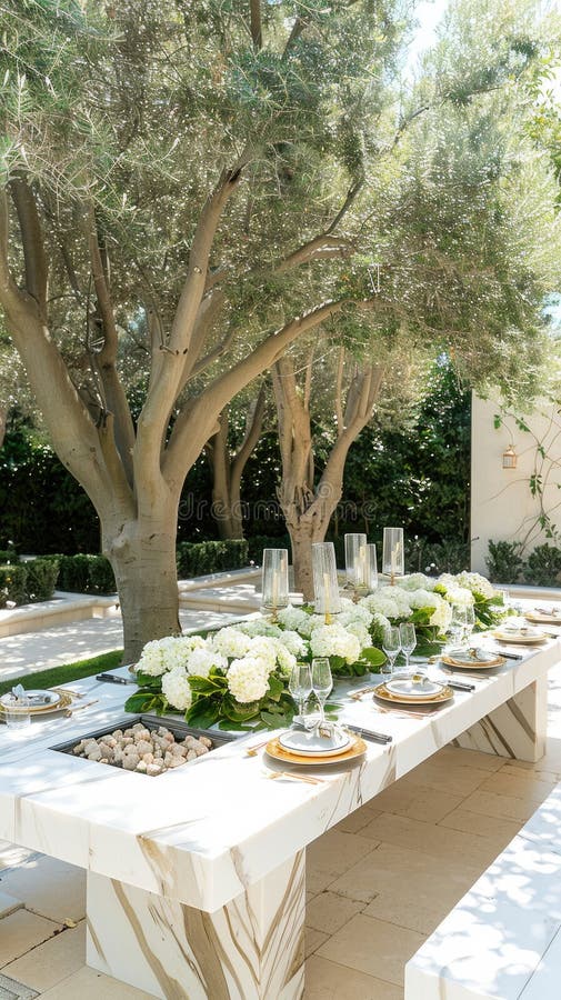 A High-end Outdoor Dining Experience, Featuring a Luxurious Marble-top ...