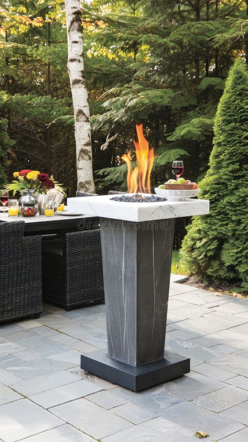 A High-end Outdoor Dining Experience, Featuring a Luxurious Marble-top ...